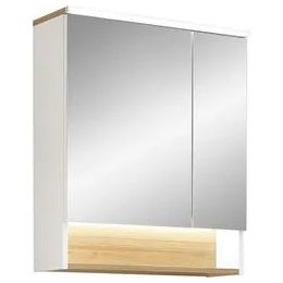 Spiegelschrank SAPHIR "mit LED-Kranzbeleuchtung und 1 offenes Fach", wei&szlig;, B:60cm H:71,6cm T:21,4cm, Holzwerkstoff, Schr&auml;nke, Spiegelschrank