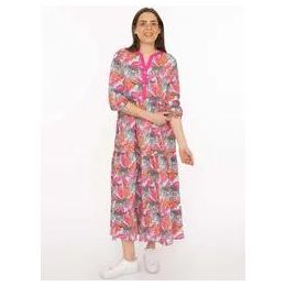 Maxikleid Zwillingsherz "Wild Jungle", Damen, Gr. S/M, N-Gr, bunt, Obermaterial: 100% Viskose, Kleider Maxikleid, Mustermix mit Leopard, Knopfleiste und 3/4 Arm