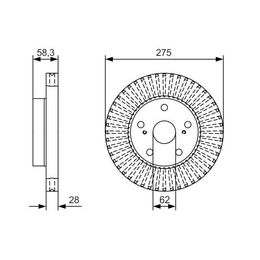 Bosch Bremsensatz, Scheibenbremse ijf140xa78 Vorderachse bel&uuml;ftet 275mm 28mm f&uuml;r TOYOTA LEXUS