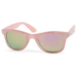 Wayfarer styleBREAKER "M&auml;dchen Nerd Sonnenbrille mit Strass", Jungen, rosa (gestell rose, glas pink verspiegelt), Modisch, Sonnenbrillen