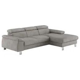 Ecksofa COTTA "Komaris L-Form, B: 244 cm", elephant, B:244cm H:72cm T:166cm, 94% POLYESTER (PES) 6%POLYAMID (PA), Sofas, Ecksofa, mit Kopfteilverstellung, optional Bettfunktion, Bettkasten & Licht