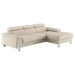 Ecksofa COTTA "Komaris L-Form, B: 244 cm", beige, B:244cm H:72cm T:166cm, 94% POLYESTER (PES) 6%POLYAMID (PA), Sofas, Ecksofa, mit Kopfteilverstellung, optional Bettfunktion, Bettkasten & Licht