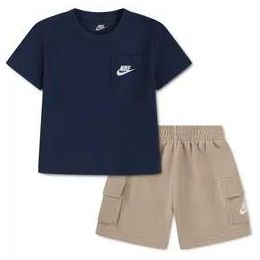 T-Shirt & Shorts Nike SPORTSWEAR "NKB B NSW PKT TEE FT SHORT SET", M&auml;dchen, Gr. 110, hemp, Obermaterial: 60% Baumwolle, 40% Polyester, KOB Set-Artikel, Set, f&uuml;r sportliche Aktivit&auml;ten