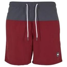 Badeshorts Urban Classics "Urban Classics Herren Block Swim Shorts", Gr. XS, US-Gr&ouml;&szlig;en, brickrot, schwarzshadow, 100% Polyamid, Badehosen Badeshorts