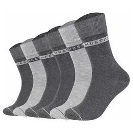 Kurzsocken Mustang "Socken Casual Organic Cotton Socks 6-Pack 6er Pack", Herren, Gr. 43-46, grau (dunkelgrau mix), Obermaterial: 55% Baumwolle CO. 41% Polyester PES. 2% Polyamid PA. 2% Elasthan EL., Socken