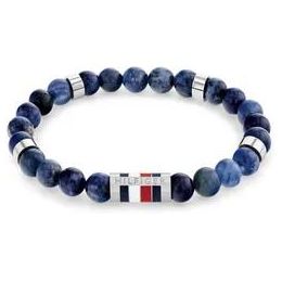 Armband Tommy Hilfiger "BEADS", blau, edelstahlfarben, rot, wei&szlig;, blau, Armb&auml;nder, Damen, 18cm, Edelstahl Elasthan, Edelstahl, Elasthan, Armband, mit Sodalith oder Onyx - Emaille