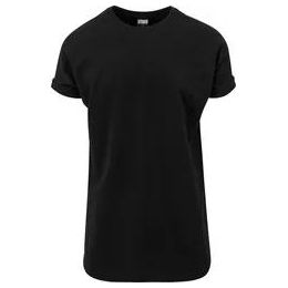 T-Shirt Urban Classics "Urban Classics Herren Long Shaped Turnup Tee", Damen, Gr. L, schwarz, 100% Baumwolle, unifarben, loose fit, Rundhals, Shirts T-Shirt