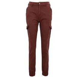 Cargohose Urban Classics "Urban Classics Damen Ladies High Waist Cargo Pants", Damen, Gr. 30, Normalgr&ouml;&szlig;en, cherry, 98% Baumwolle, 2% Elasthan, unifarben, normal, Hosen Cargohose