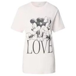 Kurzarmshirt Merchcode "Merchcode Damen Ladies Minnie Loves Mickey Tee", Damen, Gr. XS, pinkmarshmallow, 100% Baumwolle, unifarben, normal, Rundhals, Shirts