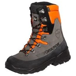 Sicherheitsschuh ToWorkFor "Forststiefel" Gr. 40, grau (grau, orange), 40, Obermaterial: 50% Rindsleder Leather cow. 50% Lammleder LEL., Schuhe