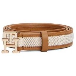 Lederg&uuml;rtel Tommy Hilfiger "TH LOGO 2.5 cm breit CANVAS", Damen, Gr. 85, cognac, Canvas, Leder, G&uuml;rtel Lederg&uuml;rtel