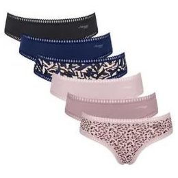 Slip Sloggi "Slip GO Crush Hipster C6P 6er Pack", Damen, Gr. L, bunt (blau, schwarz, rosa), Obermaterial: 95% Baumwolle CO. 5% Elasthan EL., Unterhosen Slip