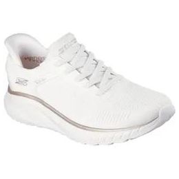 Slip-On Sneaker Skechers "BOBS SQUAD CHAOS-CURRENT MUSE", Damen, Gr. 39, wei&szlig;, goldfarben, Textil, Schuhe, Slipper, Freizeitschuh in veganer Verarbeitung, Topseller