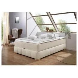 Boxbett OTTO HOME "Wehma ohne Kopfteil inkl. Bettkasten, auch in &Uuml;berl&auml;nge erh&auml;ltlich", beige, Komplettbetten, Struktur, Liegefl&auml;che B/L: 140cm x 220cm, Gewicht bis: 120 kg H4, 7-Zonen-Tonnentaschen-Federkernmatratze, in H2, H3 & H4 w&auml;hlbar, inklusive Topper, B:144cm L:224cm