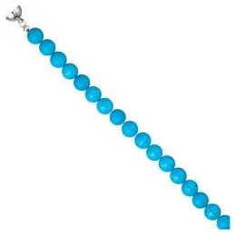 Kette ohne Anh&auml;nger Jobo "Edelsteinkette 10 mm", t&uuml;rkis, Halsketten, Damen, Materialmix Metall, L: 45, Materialmix, Metall, mit Magnesith 45 cm