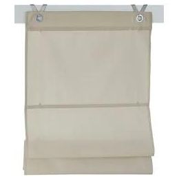 Raffrollo Kutti "Kessy Bessy" Gr. 4, beige (natur), B:100cm H:140cm, Obermaterial: 65% Baumwolle, 35% Polyester, Raffrollos, halbtransparent, Baumwolle, Polyester, Hakenaufh&auml;ngung