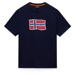 T-Shirt Napapijri, Damen, Gr. 3XL, blu marine, Obermaterial: 100% Baumwolle, normal, Rundhals, Shirts T-Shirt