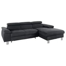 Ecksofa COTTA "Komaris L-Form, B: 244 cm", lava, B:244cm H:72cm T:166cm, Microfaser PRIMABELLE (100% Polyester);Kunstleder SOFTLUX(100%Polyurethan);Feinstruktur (100% Polyester);Kunstleder SOFTLUX/Struktur (100%Polyurethan, 90%Polyester, 10% Polyacryl), Sofas, Ecksofa, mit Kopfteilverstellung, optional Bettfunktion, Bettkasten & Licht
