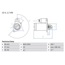 Bosch Starter 0986023100 f&uuml;r Mercedes