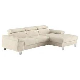Ecksofa COTTA "Komaris L-Form, B: 244 cm", ivory, B:244cm H:72cm T:166cm, 88% POLYESTER (PES) 12% POLYAMID (PA), Sofas, Ecksofa, mit Kopfteilverstellung, optional Bettfunktion, Bettkasten & Licht