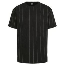 T-Shirt Urban Classics "Urban Classics Herren Oversized Pinstripe Tee", Damen, Gr. M, schwarz, 100% Baumwolle, gestreift, oversize, Rundhals, Shirts T-Shirt
