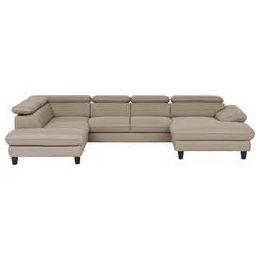 Wohnlandschaft Home Affaire "Pilot U-Form", sand, B:331cm T:108cm, Sofas, Wohnlandschaft, mit Kopfteilverstellung, wahlweise mit Bettfunktion & Bettkasten