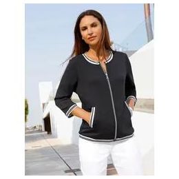 Shirtjacke Inspirationen "Sweatjacke", Damen, Gr. 42, schwarz, 50% Modal, 44% Polyester, 6% Elasthan, unifarben, Rundhals, Shirts Shirtjacke