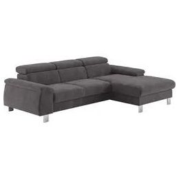 Ecksofa COTTA "Komaris L-Form, B: 244 cm", anthrazit, B:244cm H:72cm T:166cm, 88% POLYESTER (PES) 12% POLYAMID (PA), Sofas, Ecksofa, mit Kopfteilverstellung, optional Bettfunktion, Bettkasten & Licht
