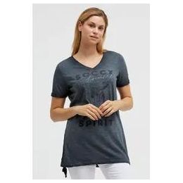 V-Shirt SOCCX, Damen, Gr. XXL, blau, Single Jersey, Material: 100% Baumwolle, bedruckt, regular fit lang, V-Ausschnitt, eingesetzt gerader Abschluss, Shirts, aus Baumwolle