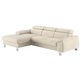 Ecksofa COTTA "Komaris L-Form, B: 244 cm", ivory, B:244cm H:72cm T:166cm, 88% POLYESTER (PES) 12% POLYAMID (PA), Sofas, Ecksofa, mit Kopfteilverstellung, optional Bettfunktion, Bettkasten & Licht