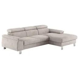 Ecksofa COTTA "Komaris L-Form, B: 244 cm", elephant, B:244cm H:72cm T:166cm, 100% Polyester, Sofas, Ecksofa, mit Kopfteilverstellung, optional Bettfunktion, Bettkasten & Licht
