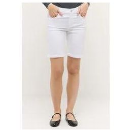 Bermudas Angels "BERMUDA TURN UP", Damen, Gr. 44, N-Gr, wei&szlig;, Denim/Jeans, Obermaterial: 89% Baumwolle, 8% Polyester, 3% Elasthan, unifarben, straight fit knielang, Hosen Bermudas, 5-Pocket-Jeansbermuda mit Aufschlag und Stretch