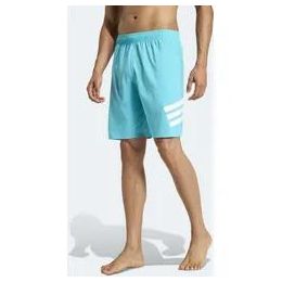 Badeshorts Adidas PERFORMANCE "3-STREIFEN 8-INCH", Herren, Gr. XXL, N-Gr, lucid cyan, wei&szlig;, Obermaterial: 100% Polyester, Badehosen Badeshorts