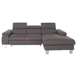Ecksofa COTTA "Komaris L-Form, B: 244 cm", elefant, B:244cm H:72cm T:166cm, Microfaser PRIMABELLE (100% Polyester);Kunstleder SOFTLUX(100%Polyurethan);Feinstruktur (100% Polyester);Kunstleder SOFTLUX/Struktur (100%Polyurethan, 90%Polyester, 10% Polyacryl), Sofas, Ecksofa, mit Kopfteilverstellung, optional Bettfunktion, Bettkasten & Licht