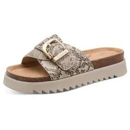 Pantolette Tamaris, Damen, Gr. 41, beige snake, Textil, Schlangenoptik, Schuhe Pantolette, Sommerschuh, Plateauschuh mit modischer Schnalle