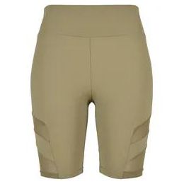 Stoffhose Urban Classics "Urban Classics Damen Ladies High Waist Tech Mesh Cycle Shorts", Damen, Gr. 5XL, US-Gr&ouml;&szlig;en, khaki, 80% Polyimid, 20% Elasthan, unifarben, skinny fit, Hosen Stoffhose