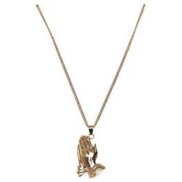 Edelstahlkette Urban Classics "Urban Classics Unisex Pray Hands Necklace", gold, Halsketten, Damen, onesize, Edelstahlkette