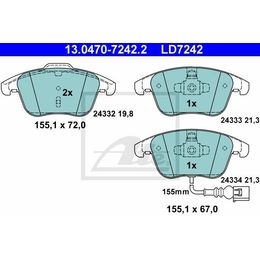 ATE Bremsensatz, Scheibenbremse sg00000dqn Vorderachse bel&uuml;ftet 312mm 12mm f&uuml;r VAG Skoda SEAT