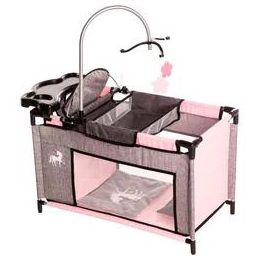 Puppenbett BAYER "Multibett", rosa (einhorn grau, rosa), Puppenm&ouml;bel, KinderB:32cm H:72cm T:68cm, Kunststoff, Metall, Stoff, mit integriertem Hochstuhl, Wickelablage und Mobile, B:32cm H:72cm T:68cm