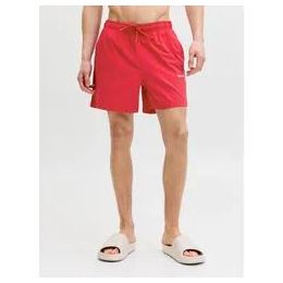 Jack & Jones Badeshorts JACK & JONES "JPSTMAUI NORREBRO SWIM SHORTS", Herren, Gr. XS, N-Gr, samba, Web, Polyester, unifarben, Badehosen Badeshorts