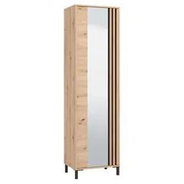 Garderobenschrank Home Affaire "LAVAL, Stauraumschrank, Flurschrank, ausziehbare Kleiderstange", artisan eiche, B:54,5cm H:192,5cm T:40cm, FSC-zertifizierter Holzwerkstoff, Glas, MDF, Metall, Schr&auml;nke, Garderobenschrank, Mit 2 Einlegeb&ouml;den und Spiegel &ndash; praktisch und ger&auml;umig.
