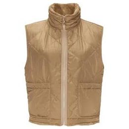 Wendeweste Lascana, Damen, Gr. 38, braun (cognacfarben), Web, Obermaterial: 100% Polyester, unifarben, figurumspielend h&uuml;ftlang, ohne Ausschnitt, Westen, wendbare Steppweste mit flauschigem Fellimitat