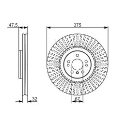 Bosch Bremsensatz, Scheibenbremse ijzjsg75x6 Vorderachse bel&uuml;ftet 375mm 32mm f&uuml;r Mercedes