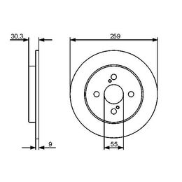 Bosch Bremsensatz, Scheibenbremse ijf14129w0 Hinterachse voll 259mm 9mm f&uuml;r PONTIAC TOYOTA LEXUS