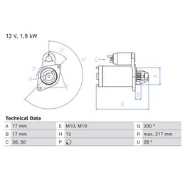 Bosch Starter 0986029220 f&uuml;r KIA