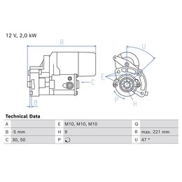 Bosch Starter 0986026500 f&uuml;r LAND ROVER