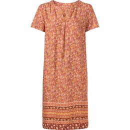 CR&Eacute;ATION L Damen Druckkleid mit Bl&uuml;mchen- und Bord&uuml;renmuster papaya-rotbraun-bedruckt Gr&ouml;&szlig;e 36