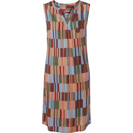 CR&Eacute;ATION L Damen Druckkleid aus reiner Viskose khaki-rotbraun-gemustert Gr&ouml;&szlig;e 40