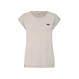 Rundhalsshirt oxmo "Rundhalsshirt OXSille", Damen, Gr. L, beige (humus), Obermaterial: 100% Baumwolle CO., Shirts Rundhalsshirt