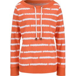 CR&Eacute;ATION L Damen Sweatshirt mit Tunnelzug und Bindeband orange-ecru Gr&ouml;&szlig;e 40